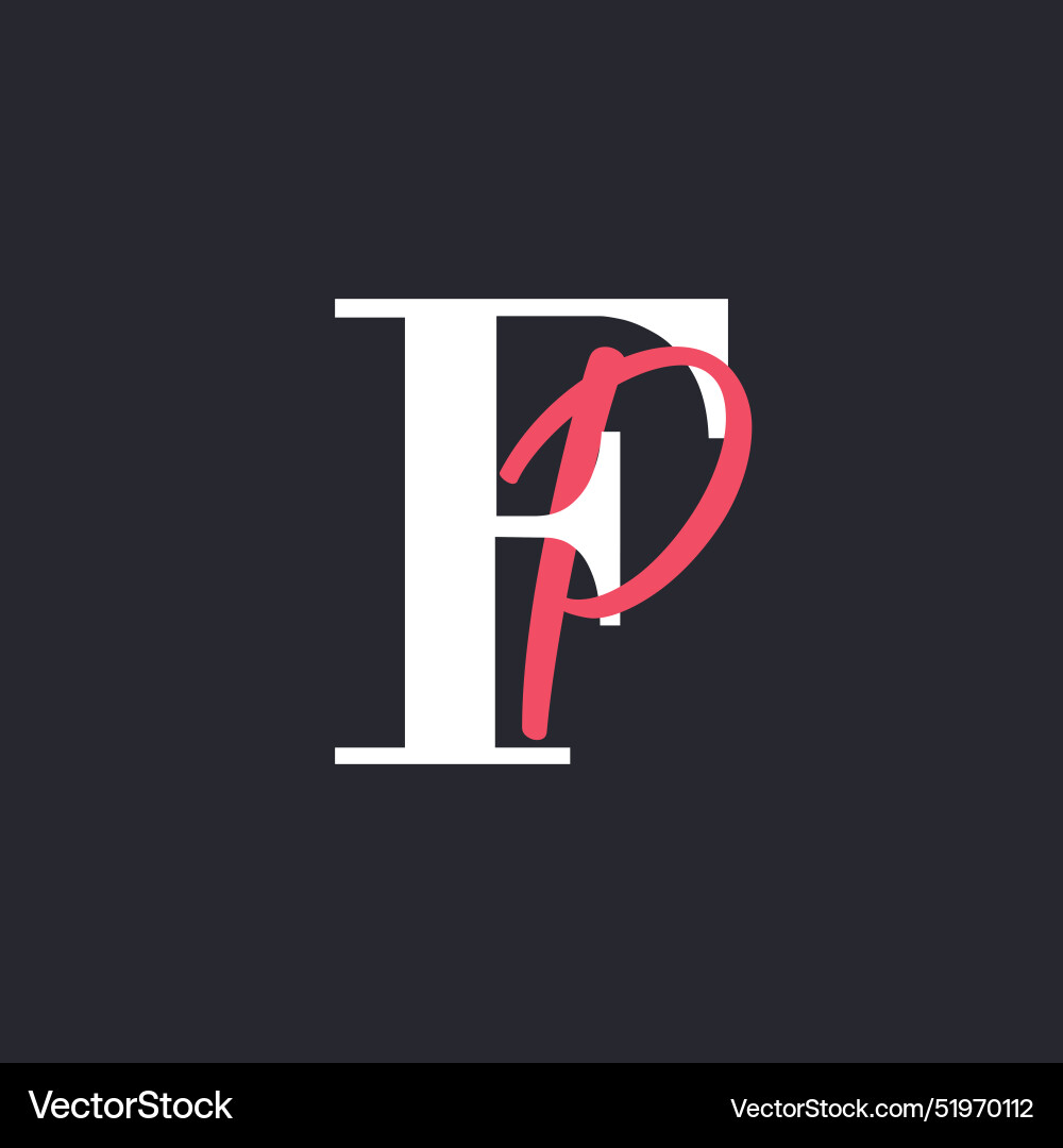 Letter fp logo perfectly blended initials Vector Image