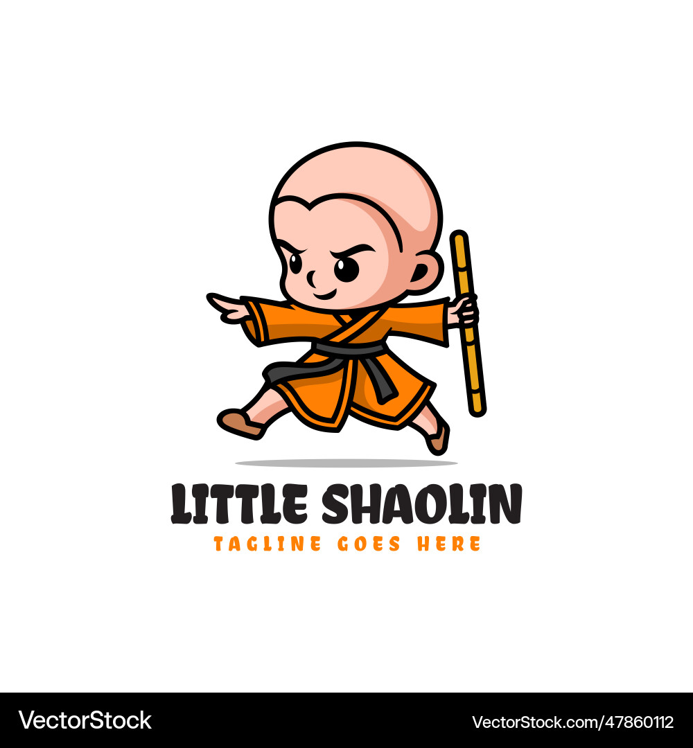 Logo little shaolin mascot cartoon style Vector Image