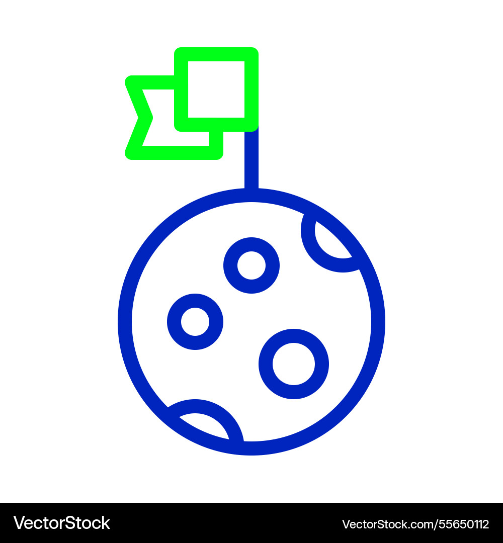 Moon landing symbol with flag in space exploration