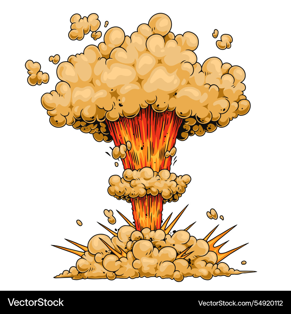 Mushroom cloud rising from an explosion in desert Vector Image