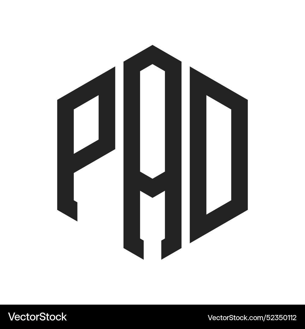 Pad logo design initial letter monogram Royalty Free Vector