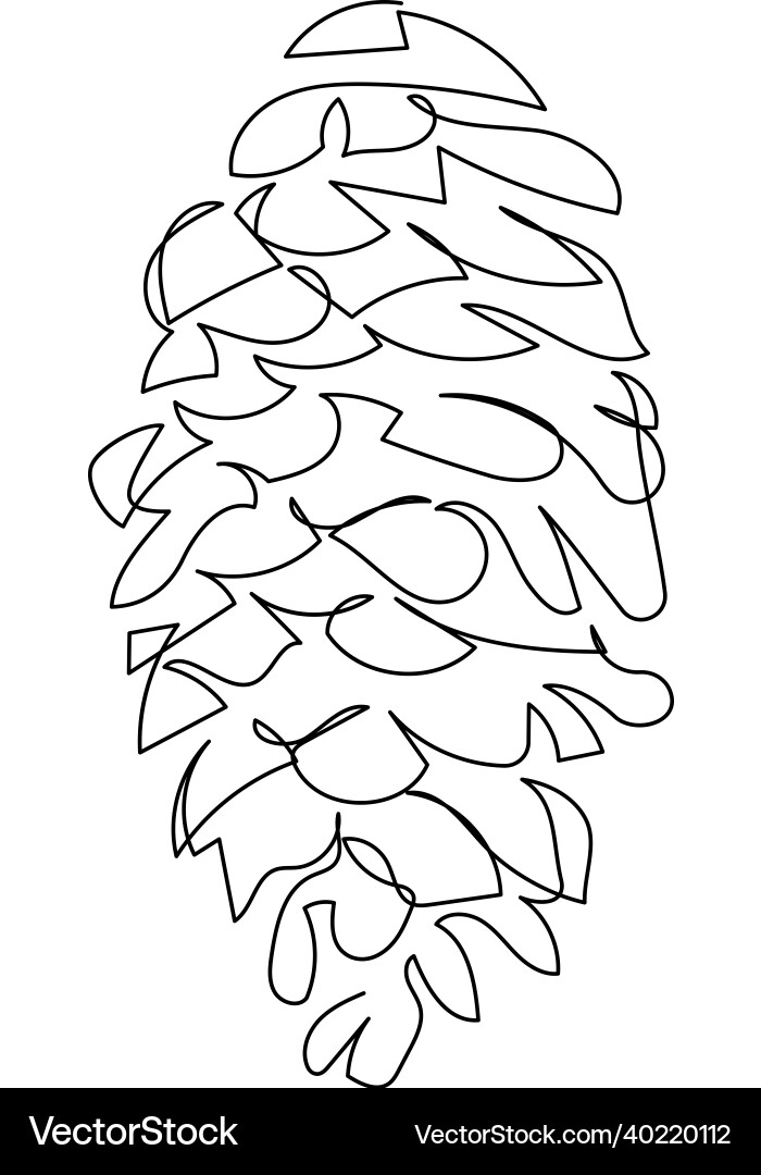 Pine cone one line art continuous drawing Vector Image