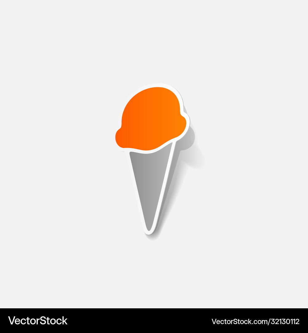 Realistic paper sticker ice cream Royalty Free Vector Image