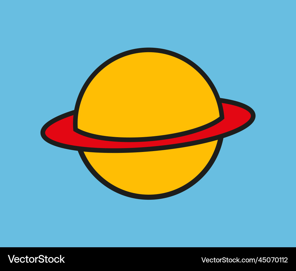 Saturn planet draw flat cartoon isolated Vector Image