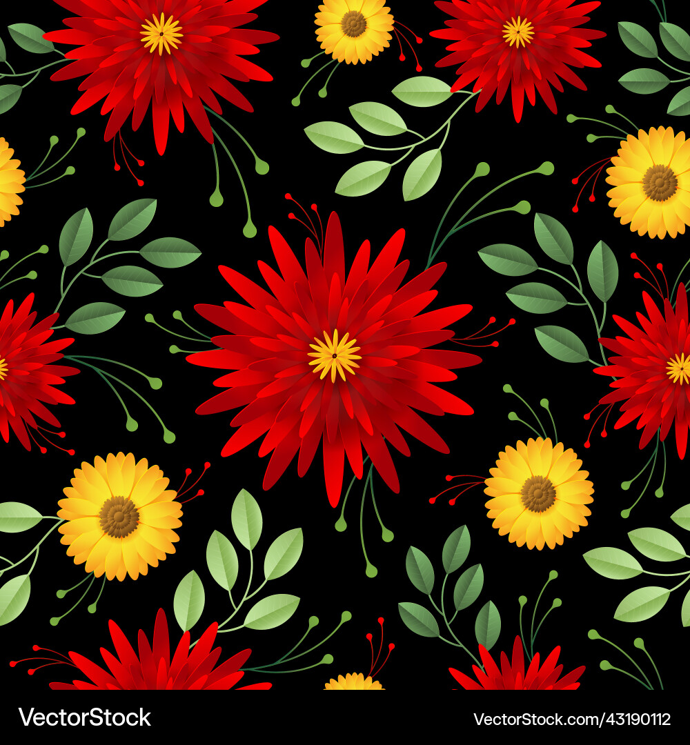 Seamless floral pattern with colorful flowers Vector Image