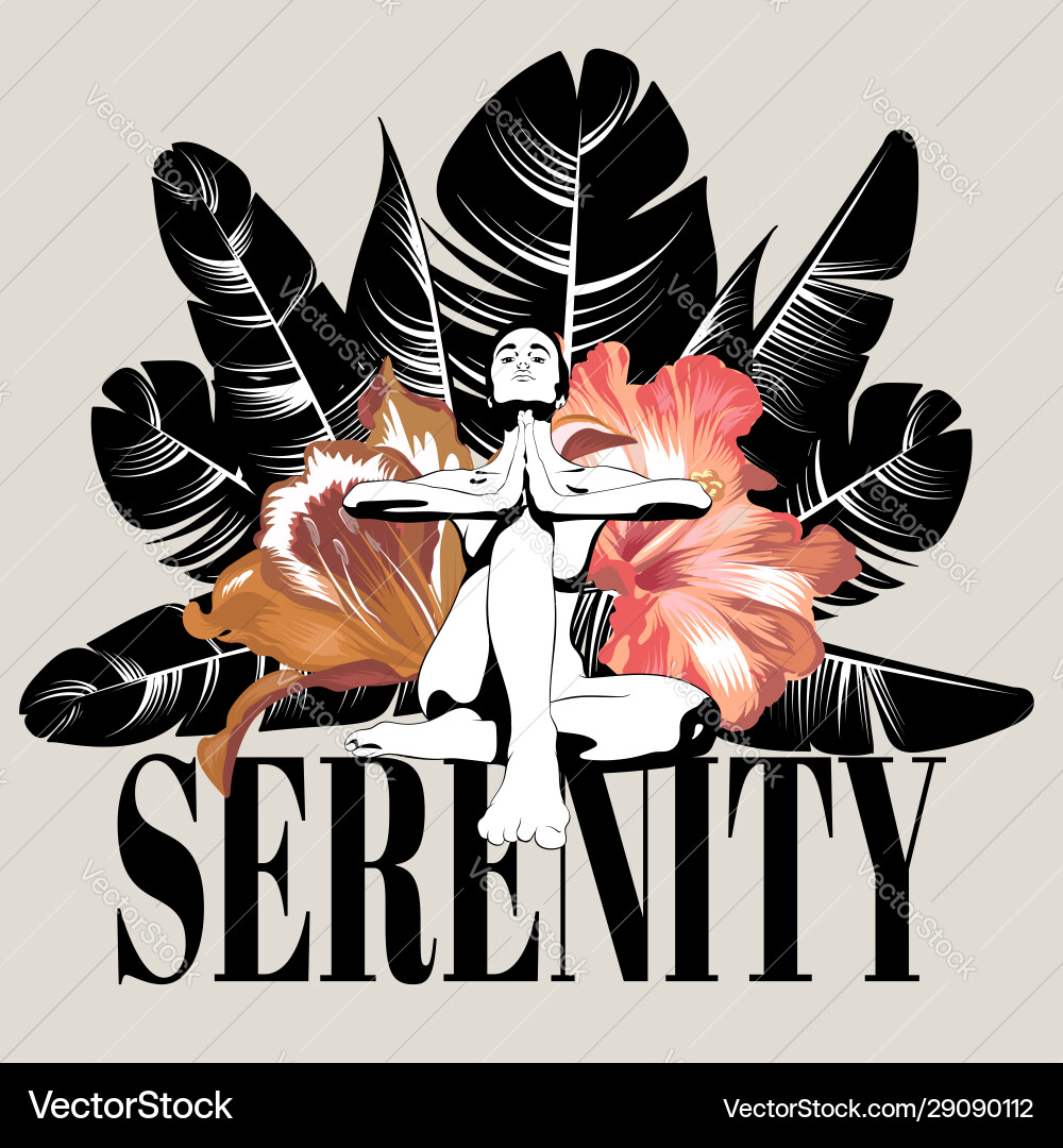 Serenity hand drawn young lady Royalty Free Vector Image