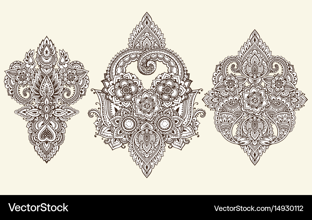 Set of henna floral elements Royalty Free Vector Image