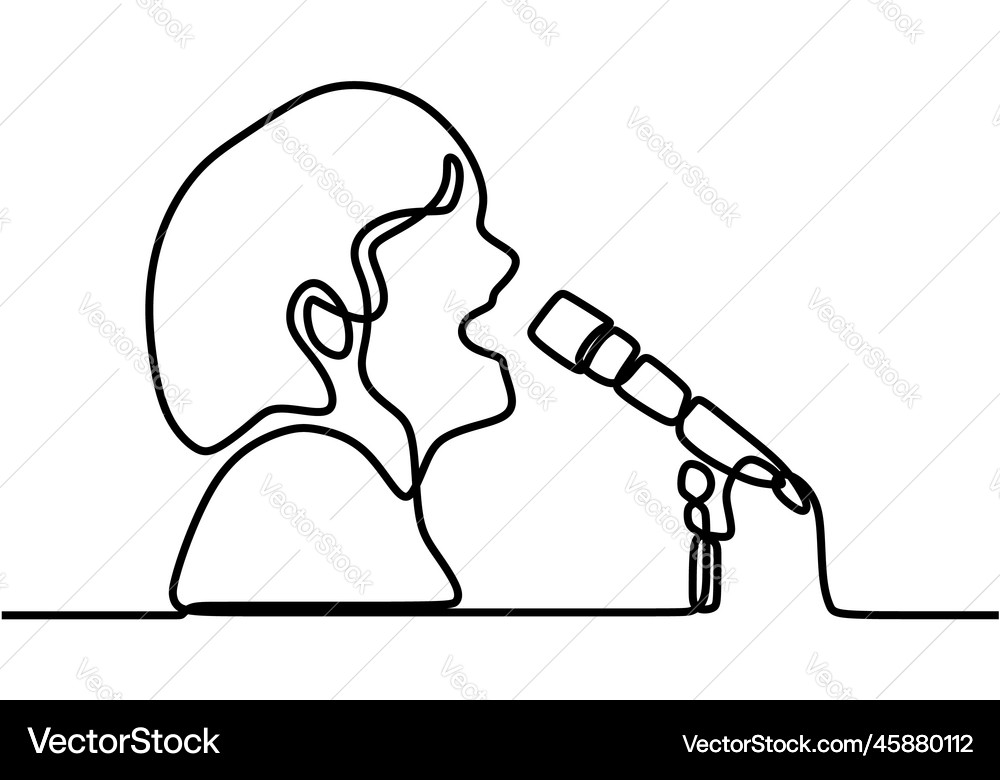 Speech one continuous line drawing a girl shout Vector Image