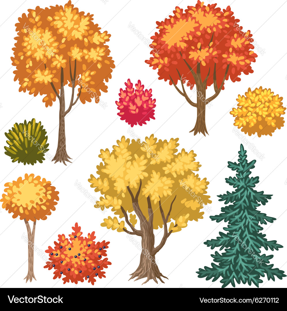 Trees autumn Royalty Free Vector Image - VectorStock
