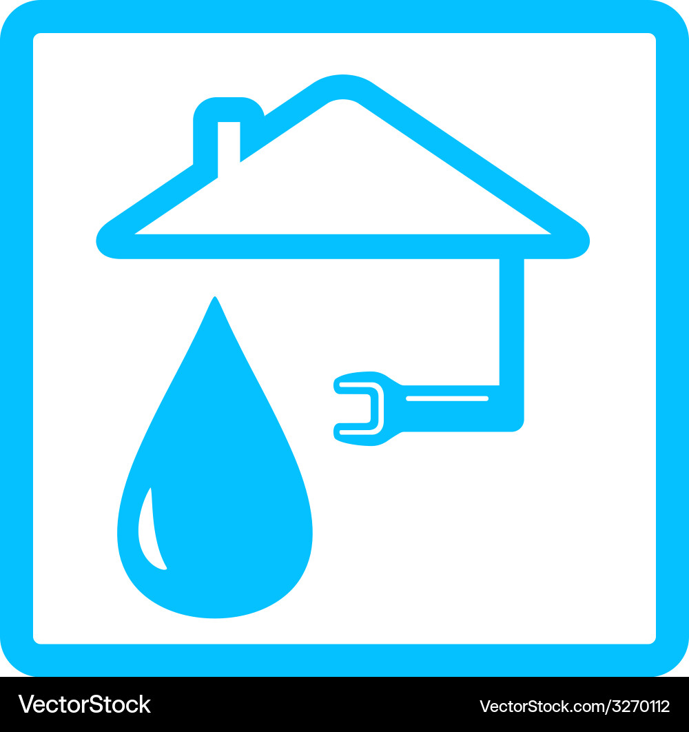 Water icon with drop and wrench Royalty Free Vector Image