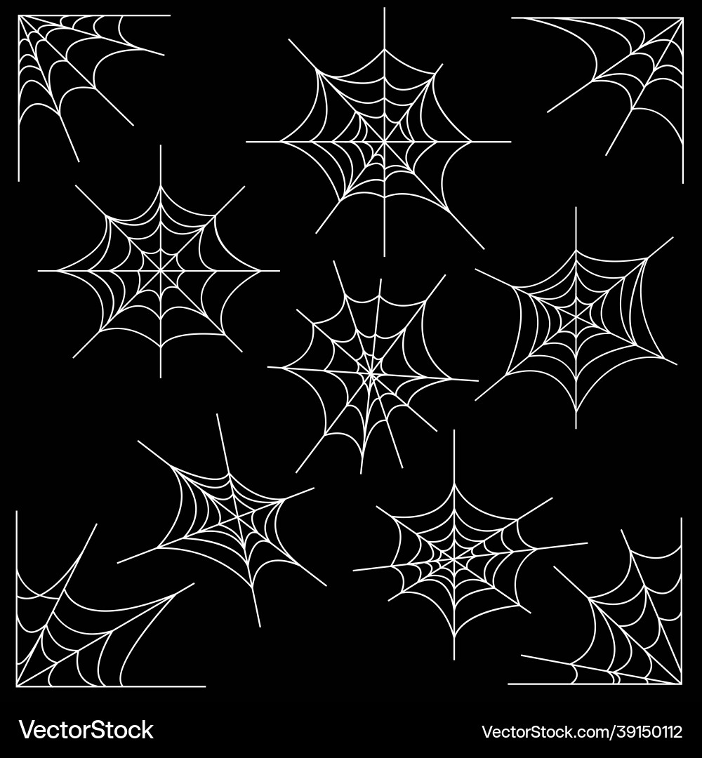 White horror cobweb spider web cartoon isolated Vector Image