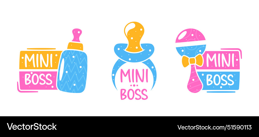 Bright and playful mini boss logo featuring baby Vector Image