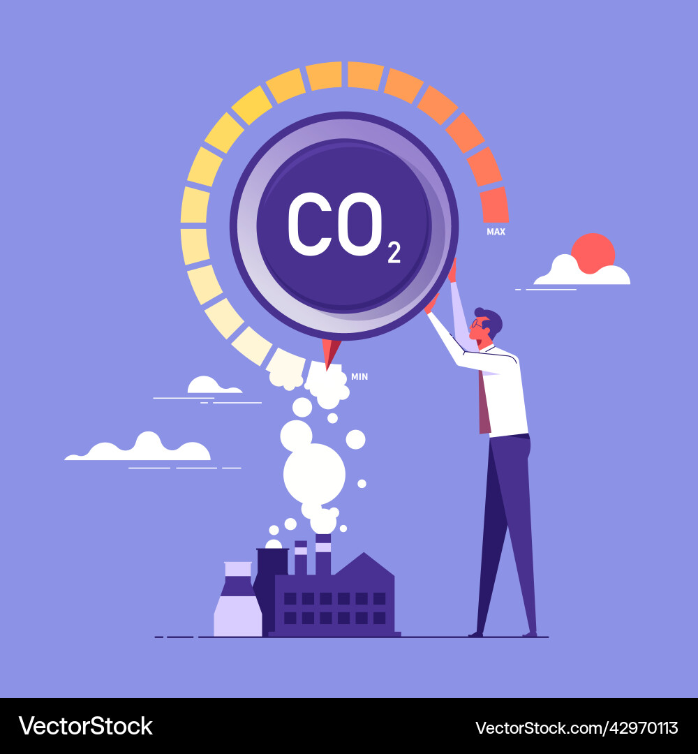 Carbon dioxide emissions control concept Vector Image