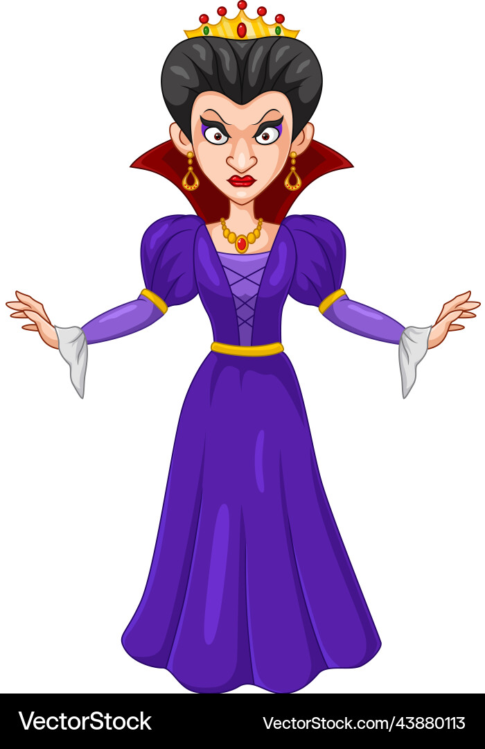 Cartoon evil queen on white background Royalty Free Vector