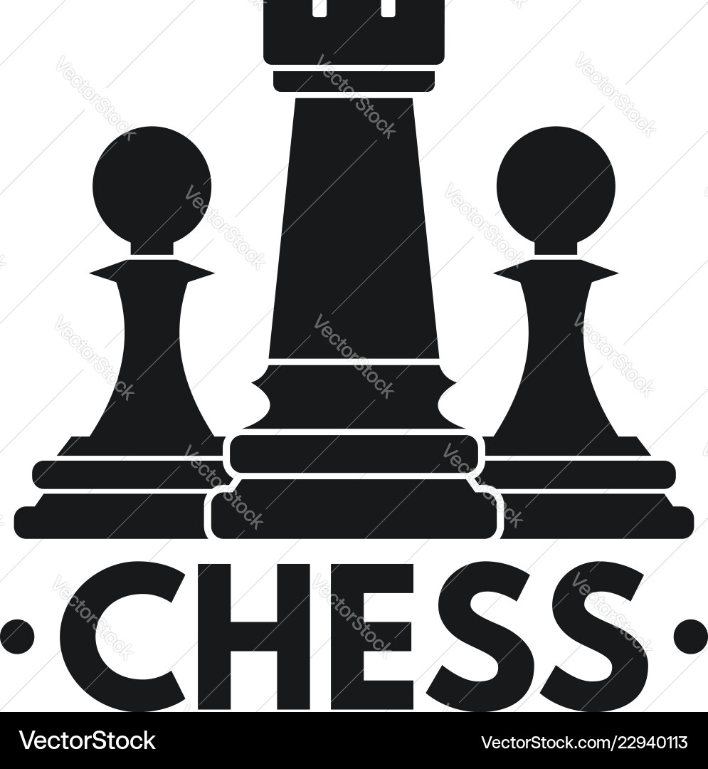 Chess play logo simple style Royalty Free Vector Image