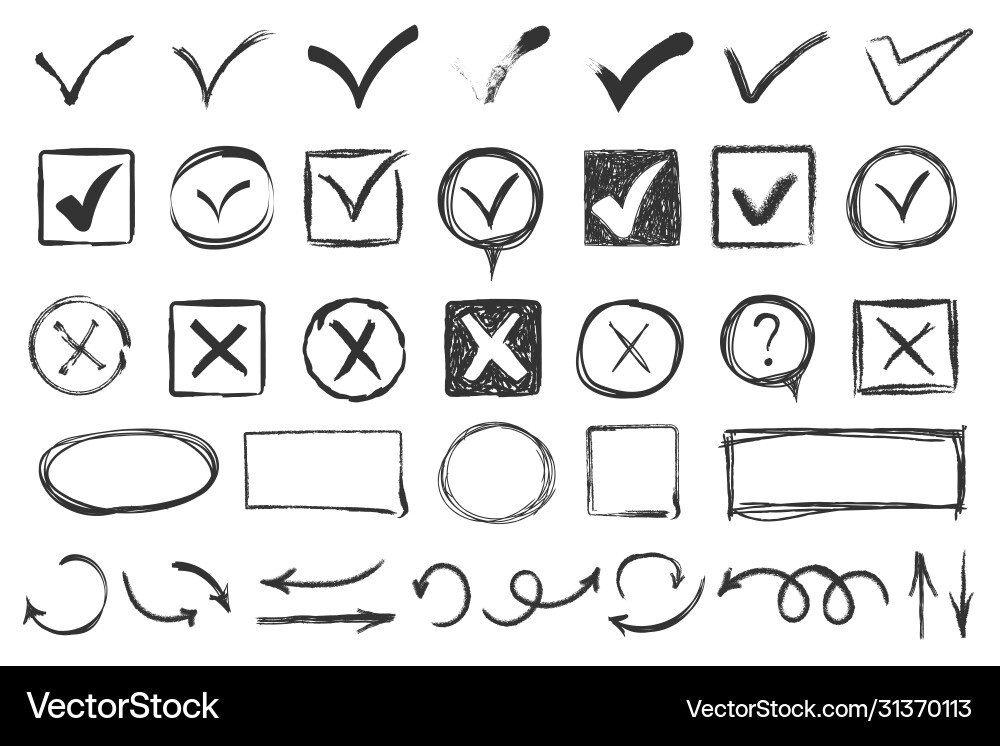Doodle check marks Royalty Free Vector Image - VectorStock