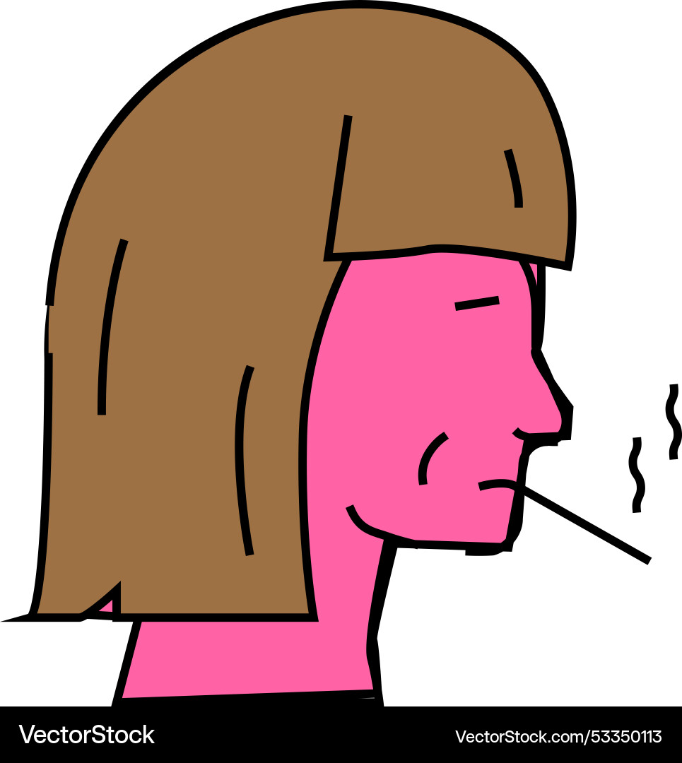 Female smoking cigarette icon color Royalty Free Vector
