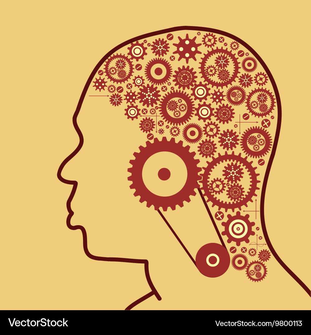 Gears in head Royalty Free Vector Image - VectorStock