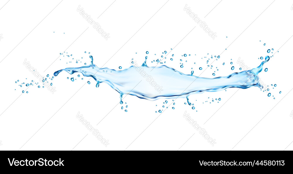 Isolated blue water splash with drops liquid wave Vector Image