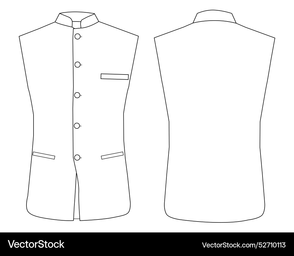 Men solid nehru jacket maroon sleeve koti Vector Image