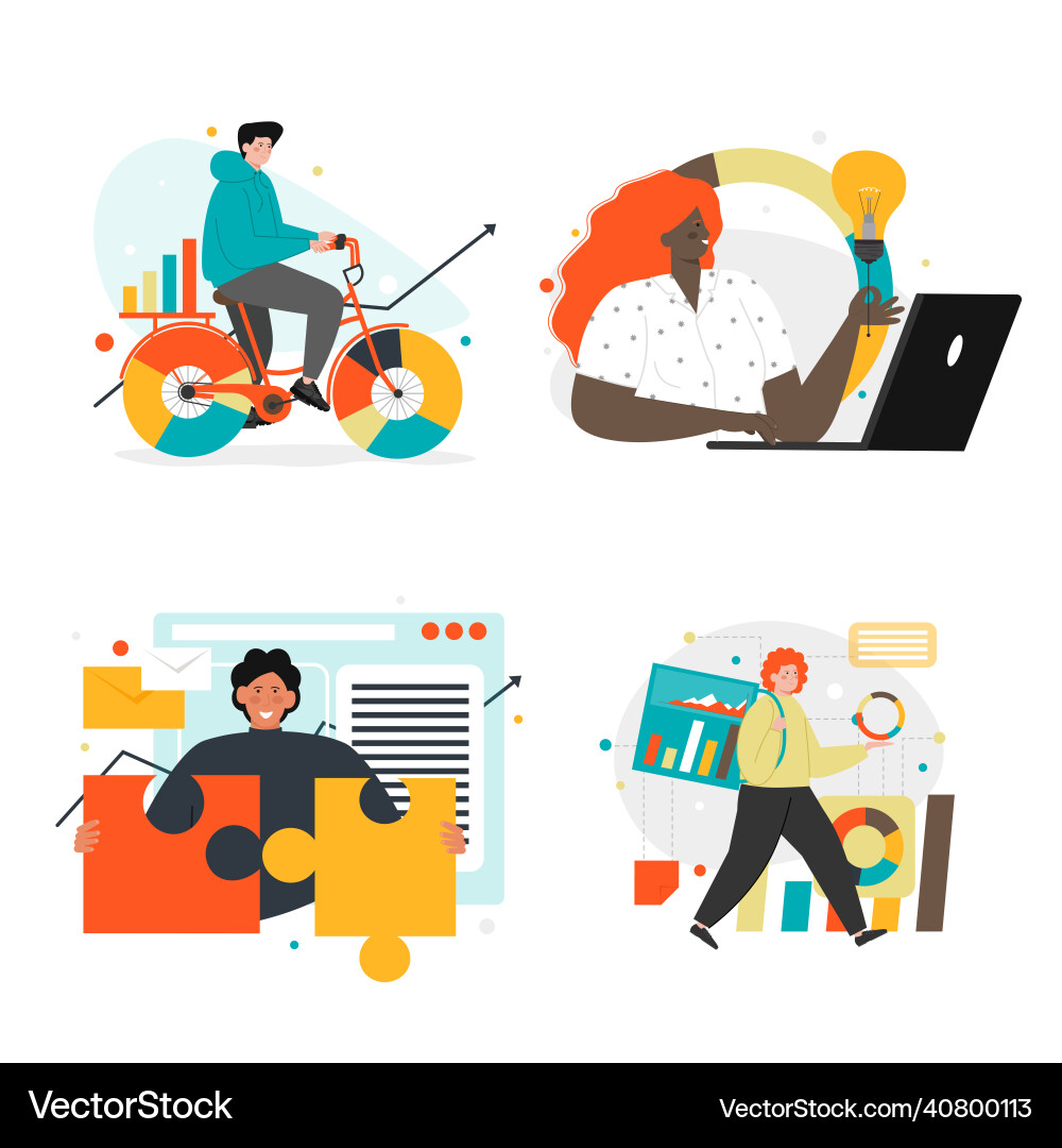 People marketing activities set Royalty Free Vector Image