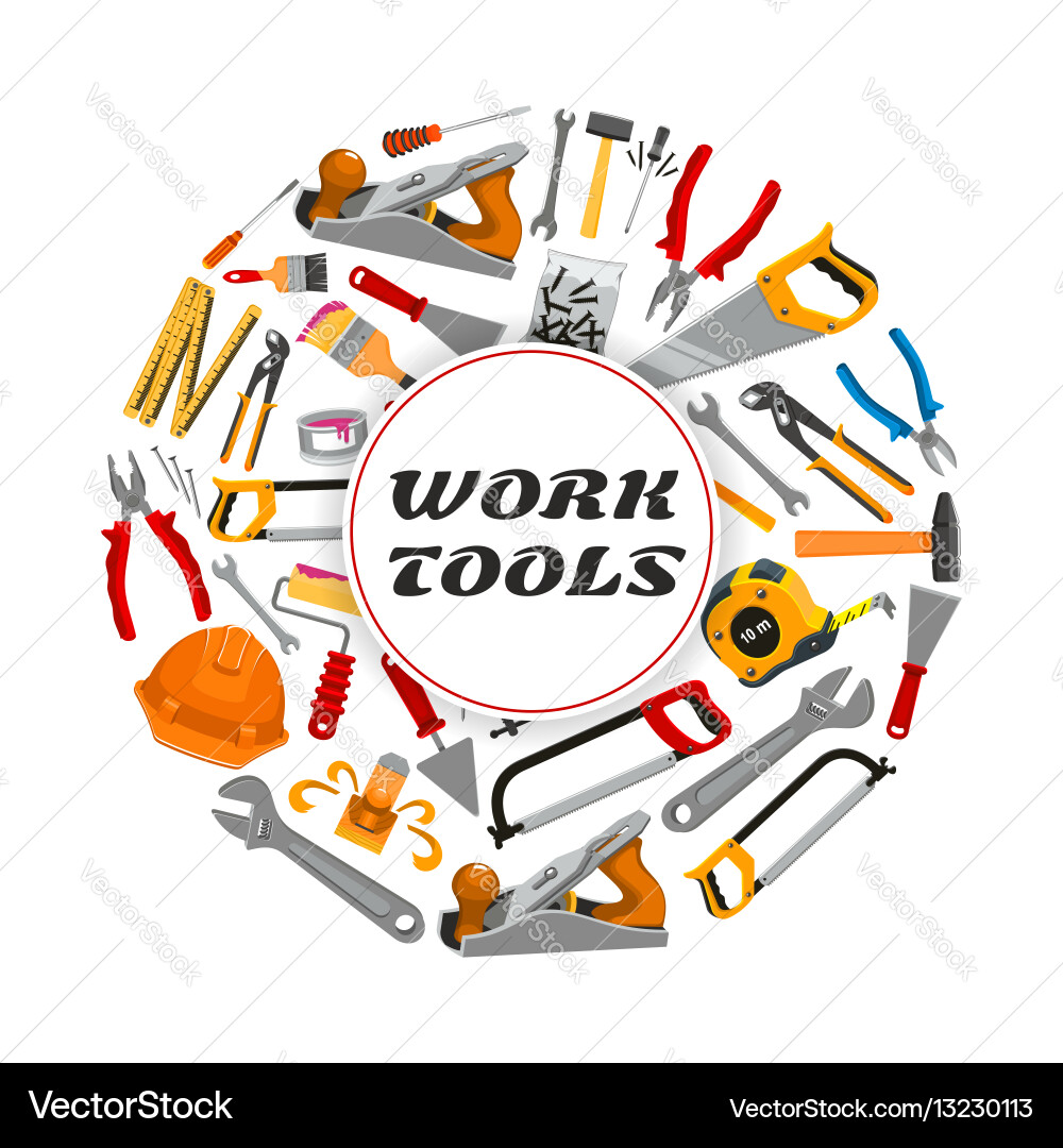 Repair construction work tools poster Royalty Free Vector