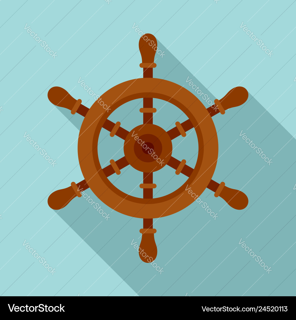 Ship steering wheel icon flat style Royalty Free Vector