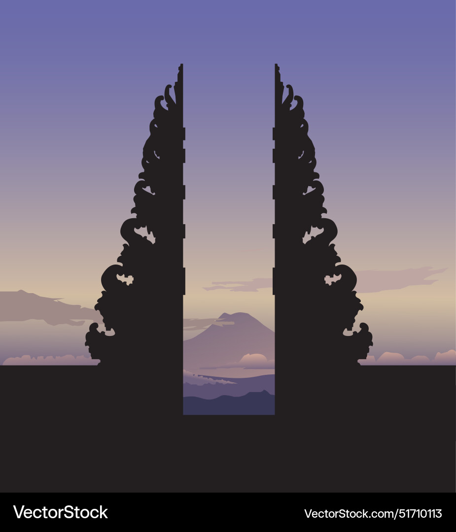 Temple gate in bali Royalty Free Vector Image - VectorStock