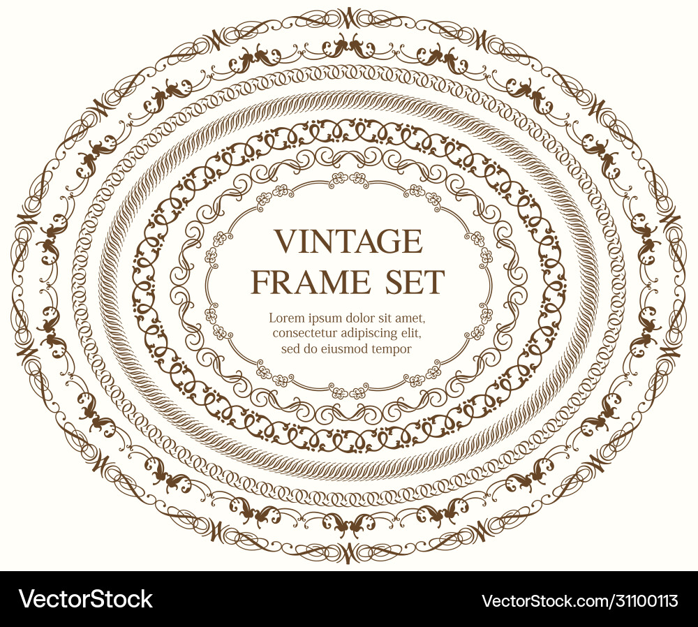 Vintage Oval Frame Set Royalty Free Vector Image