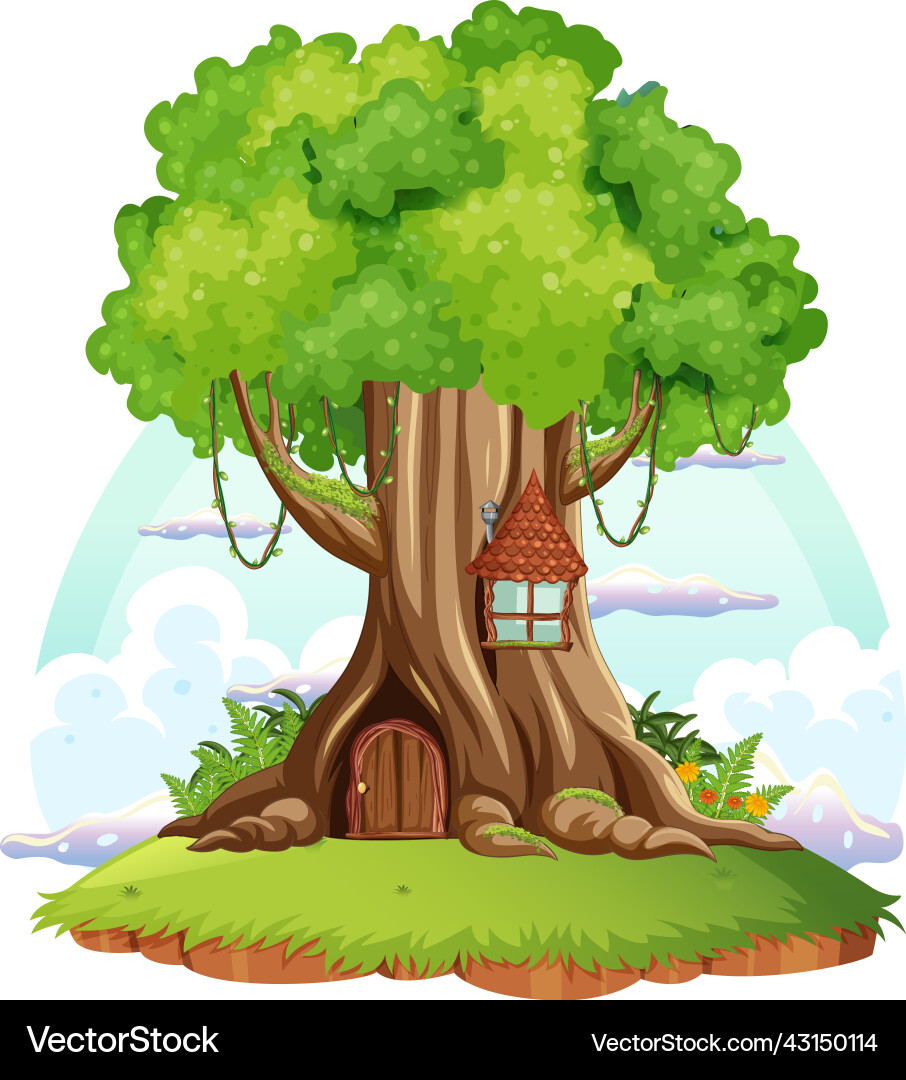 Big tree isolated cartoon Royalty Free Vector Image