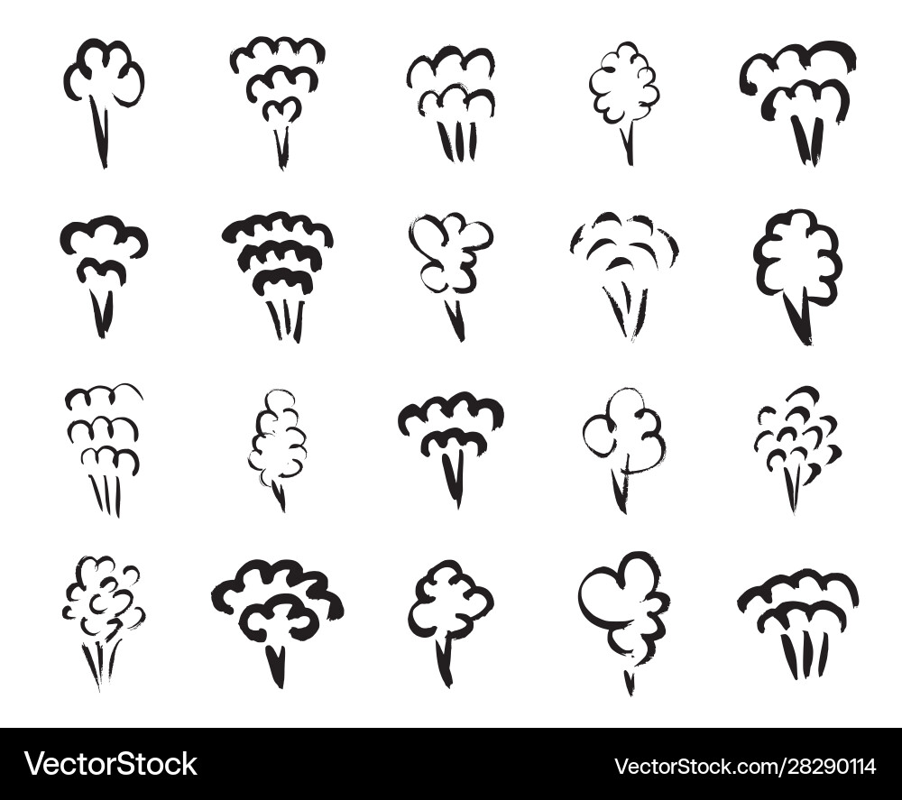 Black hand painted steam symbols Royalty Free Vector Image