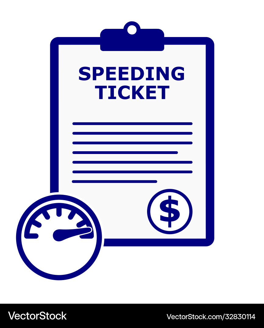 Blue speeding ticket citation set Royalty Free Vector Image