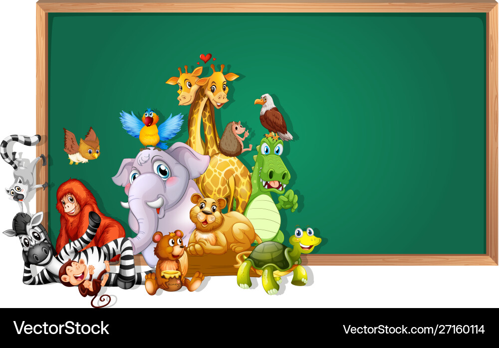 Border template design with cute animals Vector Image