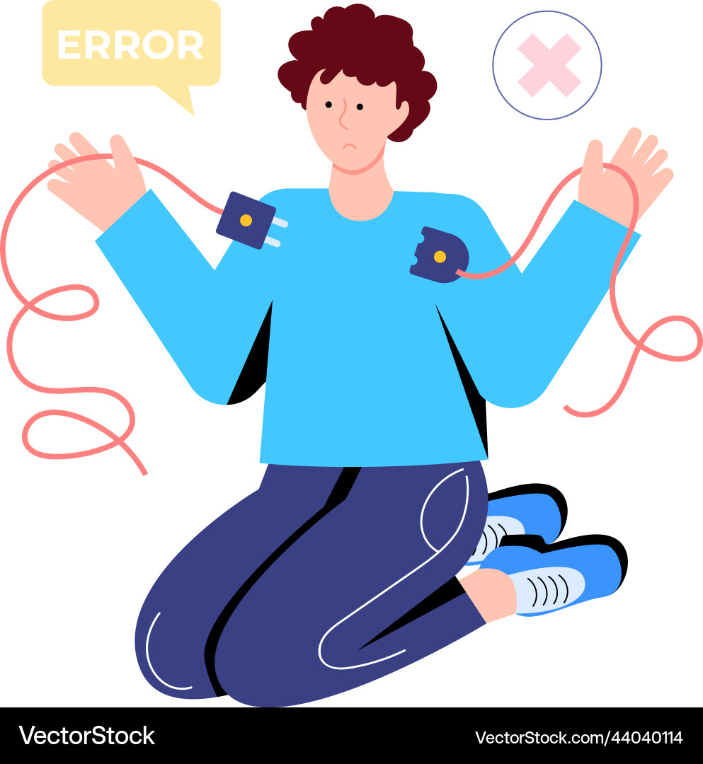 Broken power plugs denoting error Royalty Free Vector Image