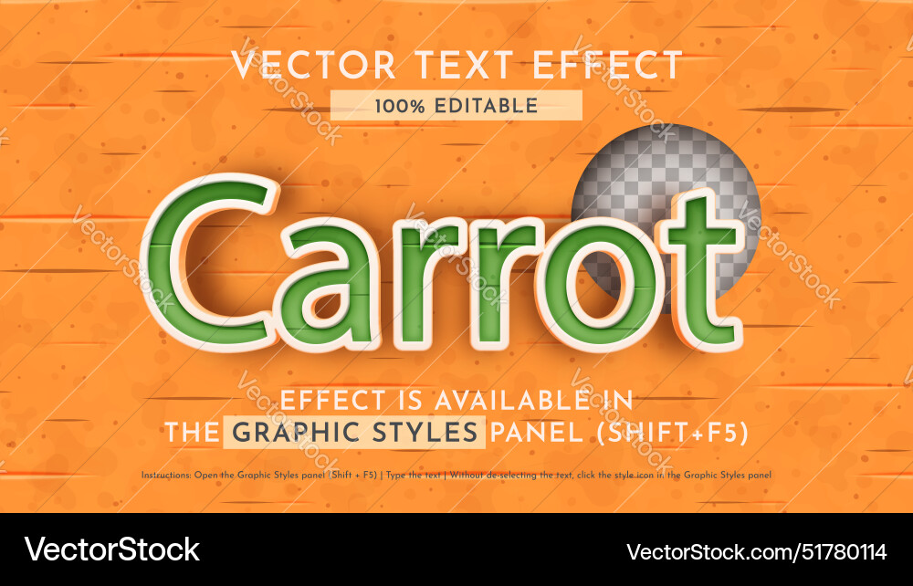 Carrot editable text effect graphic style Vector Image