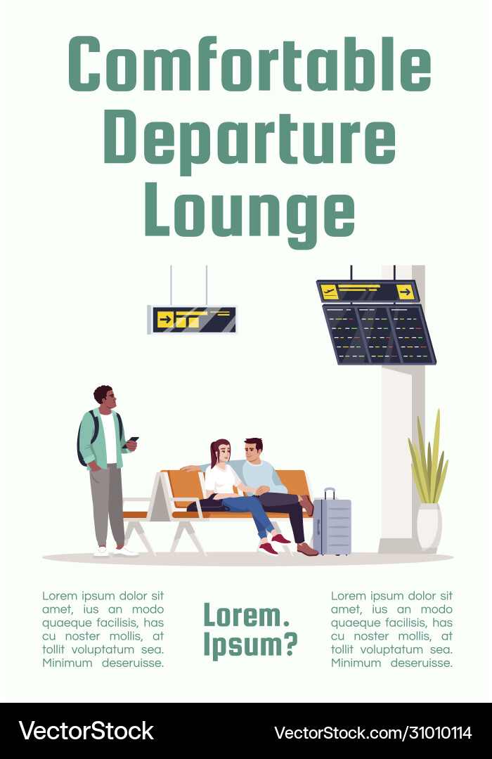 Comfortable departure lounge poster template man Vector Image