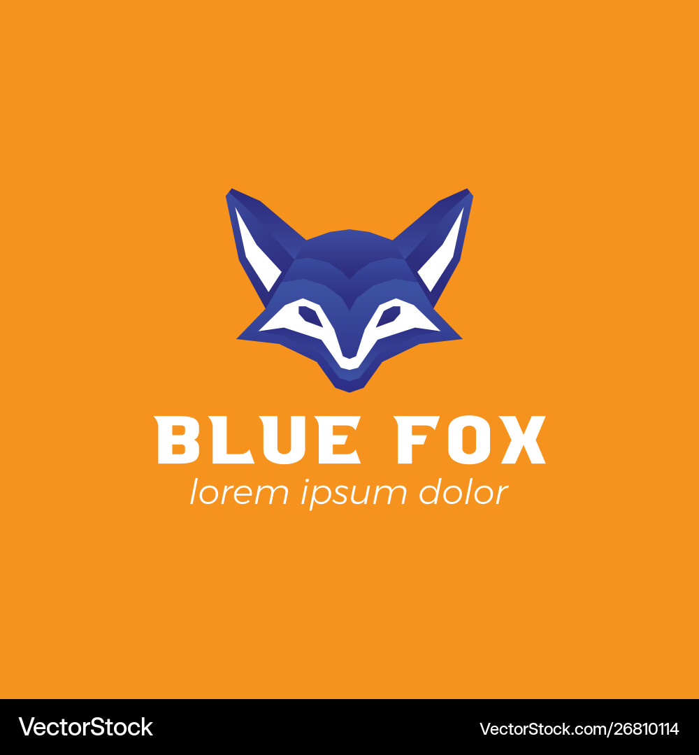 Creative blue fox logo template Royalty Free Vector Image