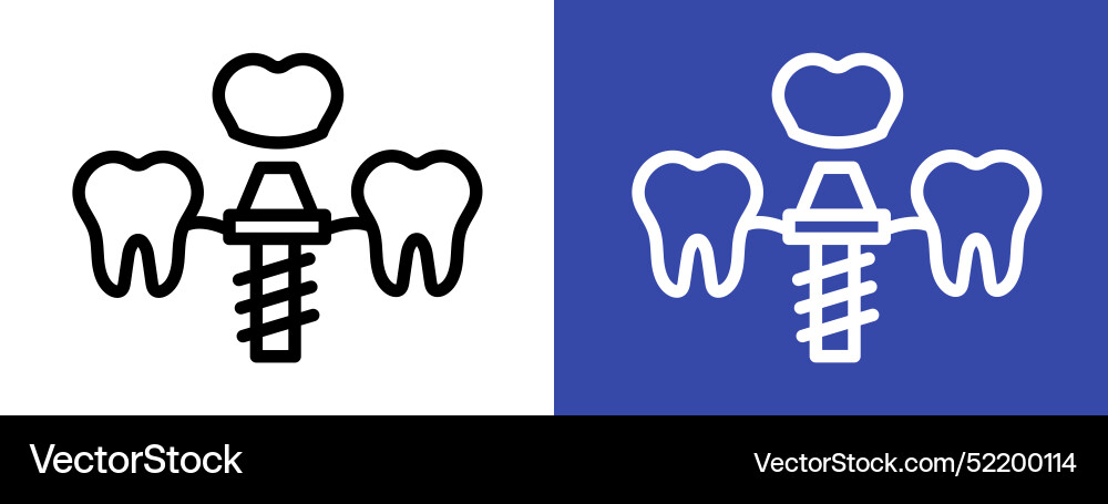 Dental implants icon logo sign set outline Vector Image