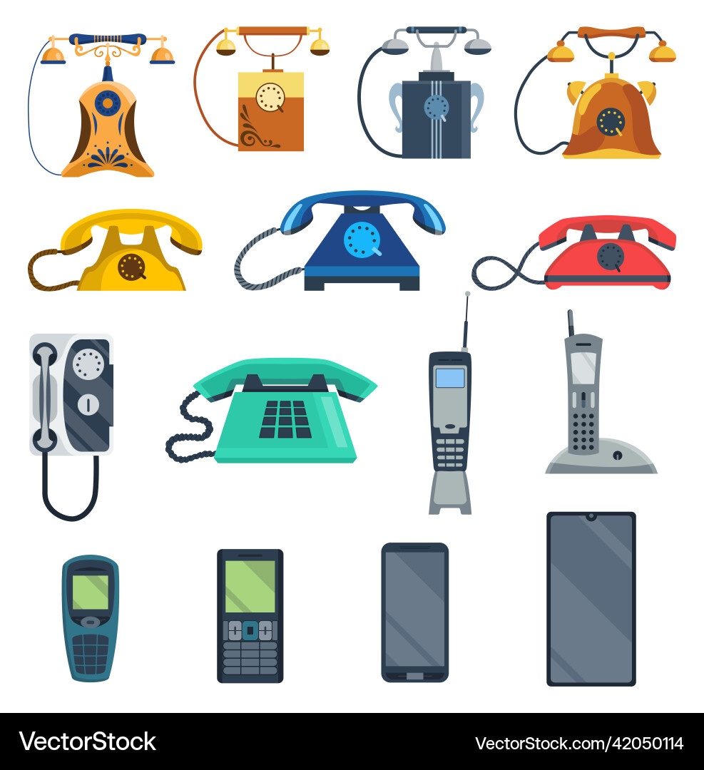 Evolution of phone communication devices from Vector Image