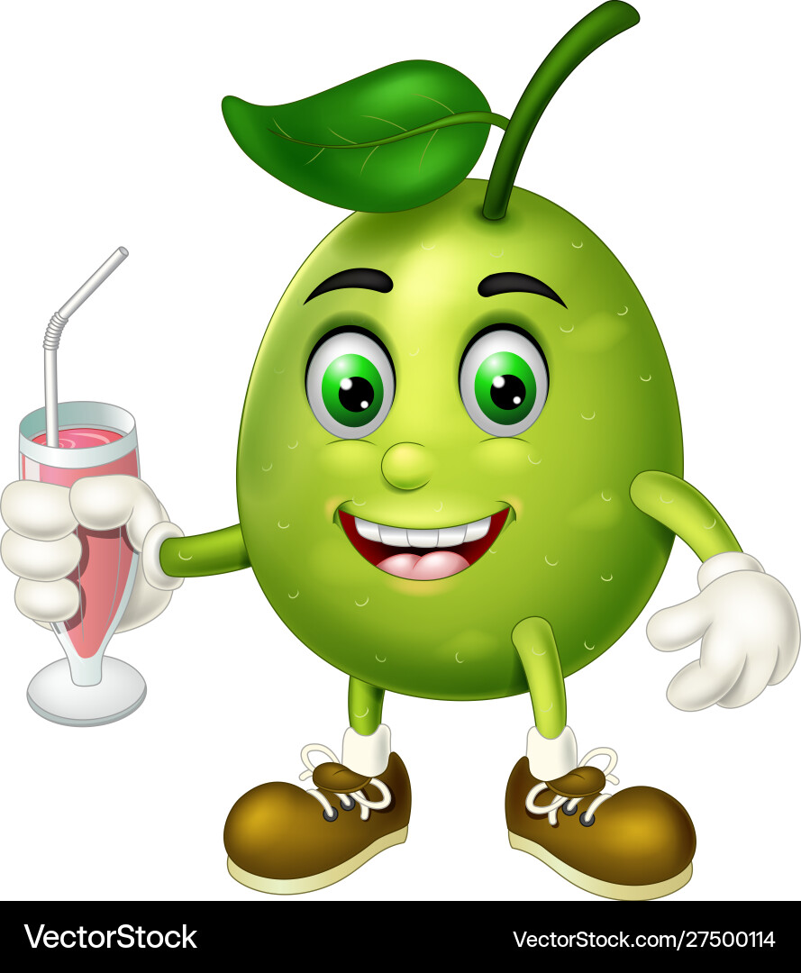 Funny green guava cartoon Royalty Free Vector Image