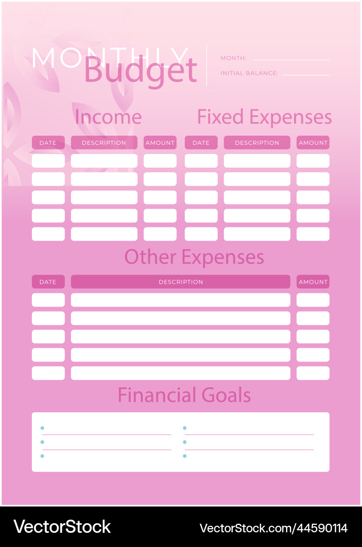 Gradient budget planner template Royalty Free Vector Image