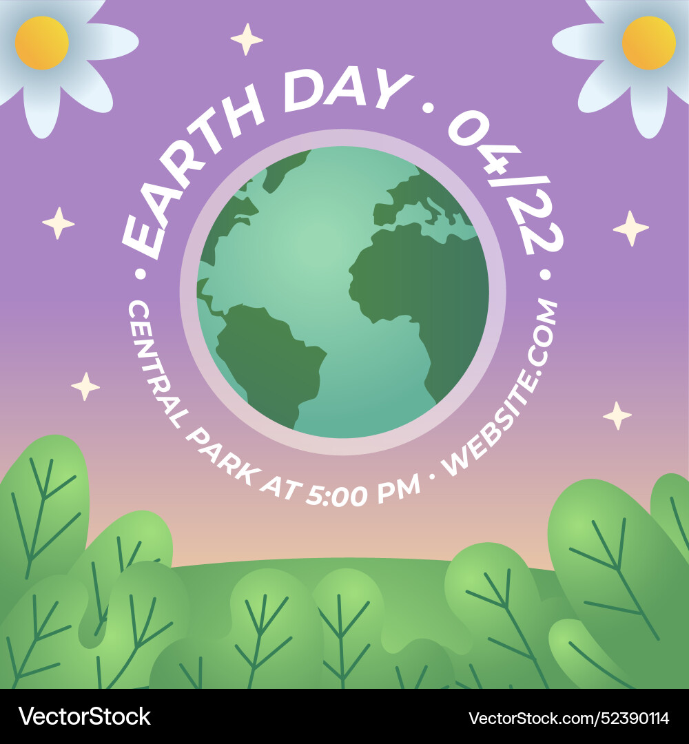 Gradient earth day instagram posts collection Vector Image