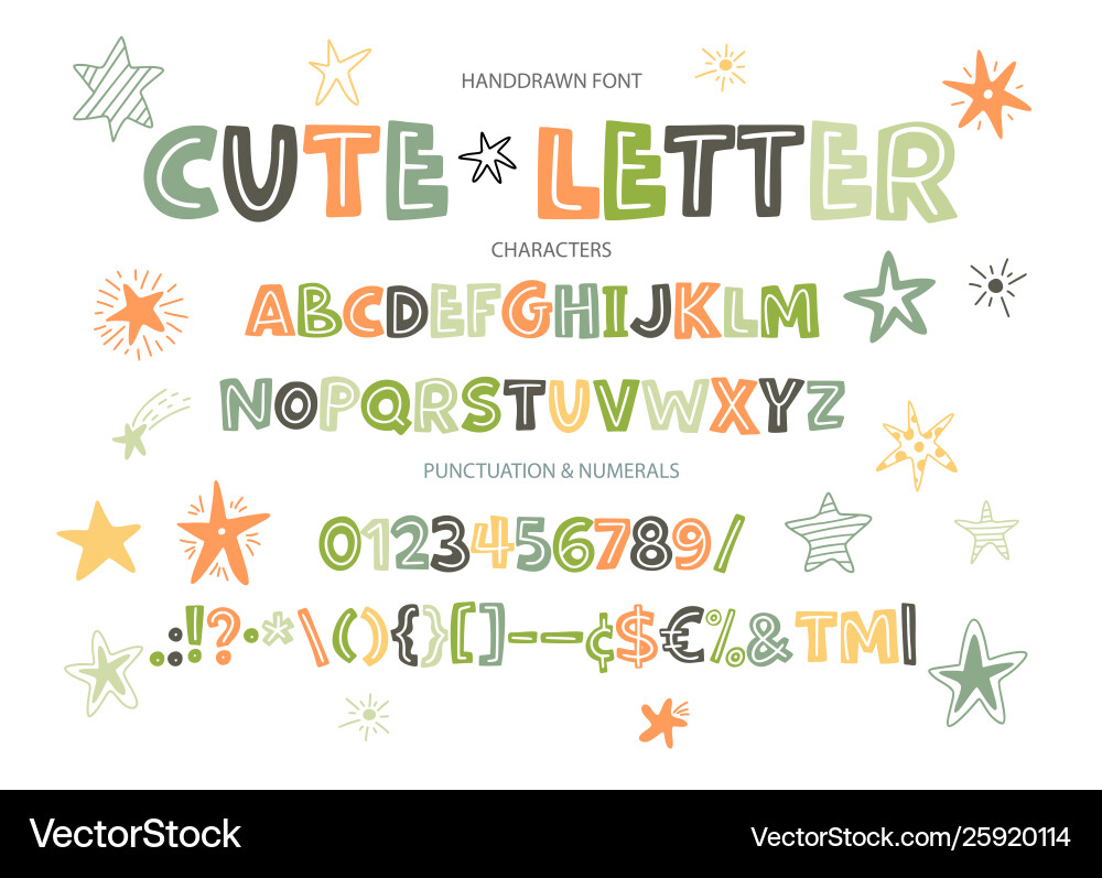 Hand drawn font Royalty Free Vector Image - VectorStock