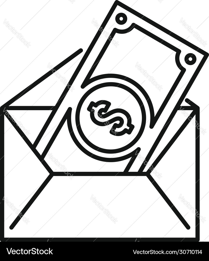 Money mail transfer icon outline style Royalty Free Vector