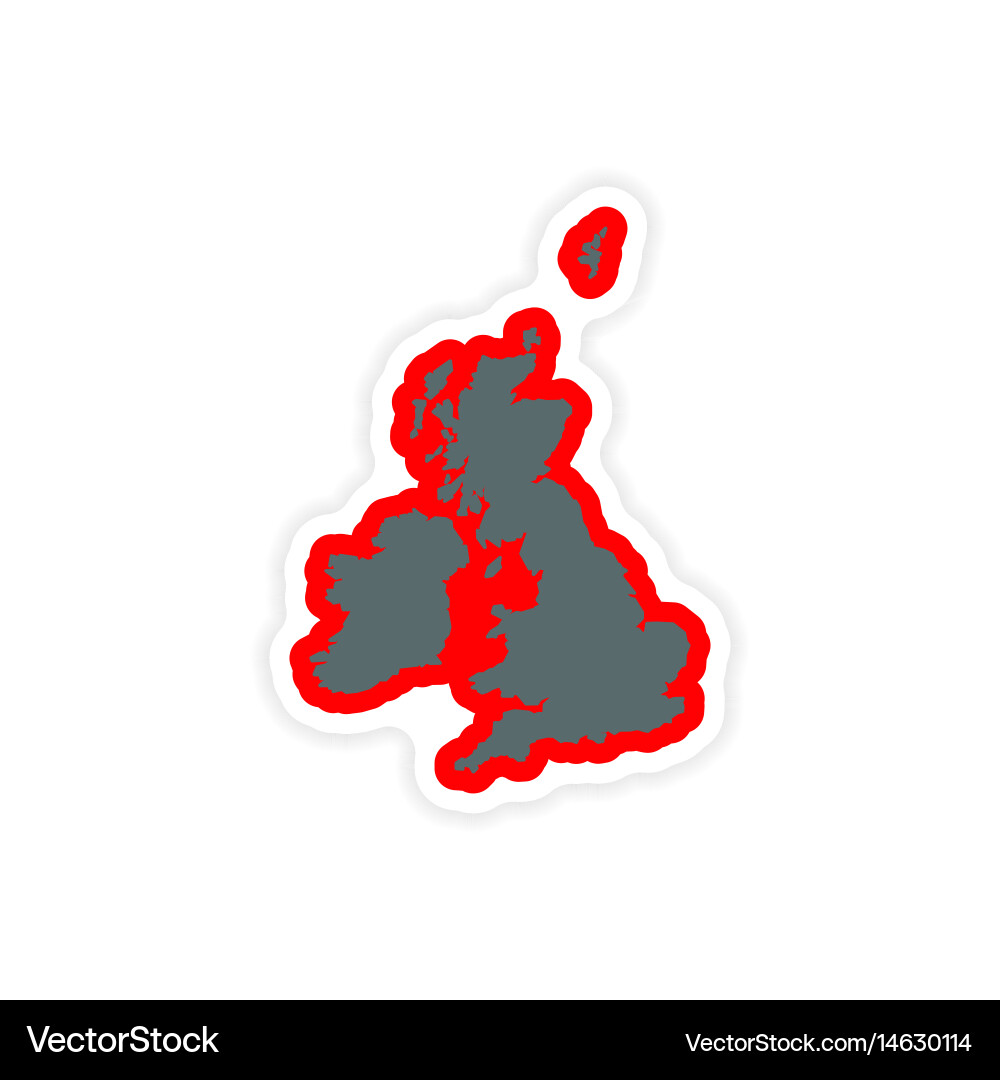 Paper sticker map britain on white background Vector Image