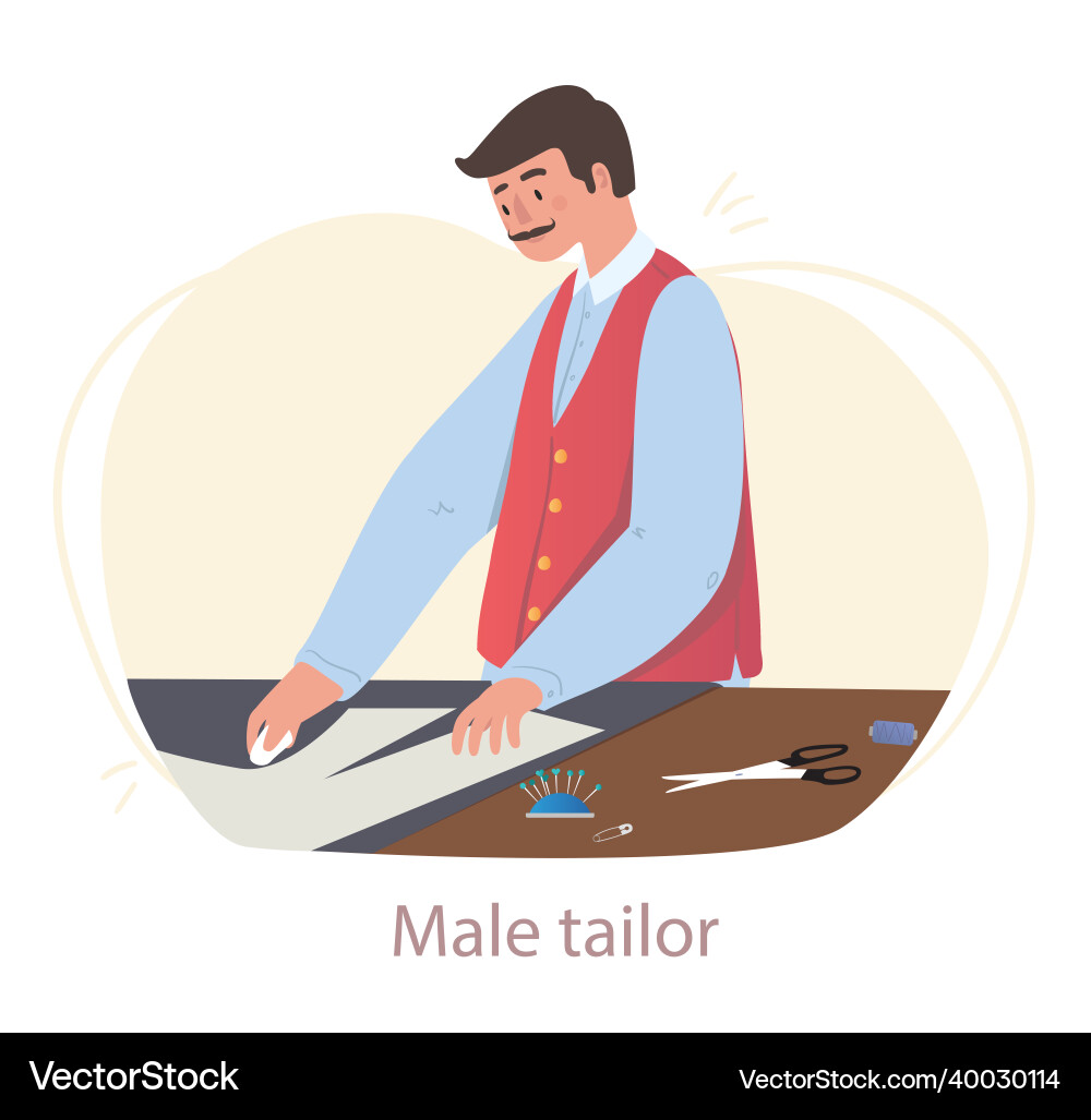 Tailor at Work Royalty Free Vector Image - VectorStock