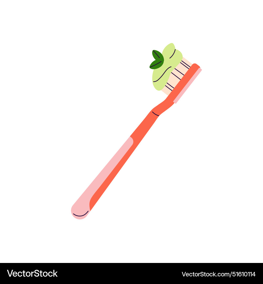Toothbrush with toothpaste red tooth brush Vector Image