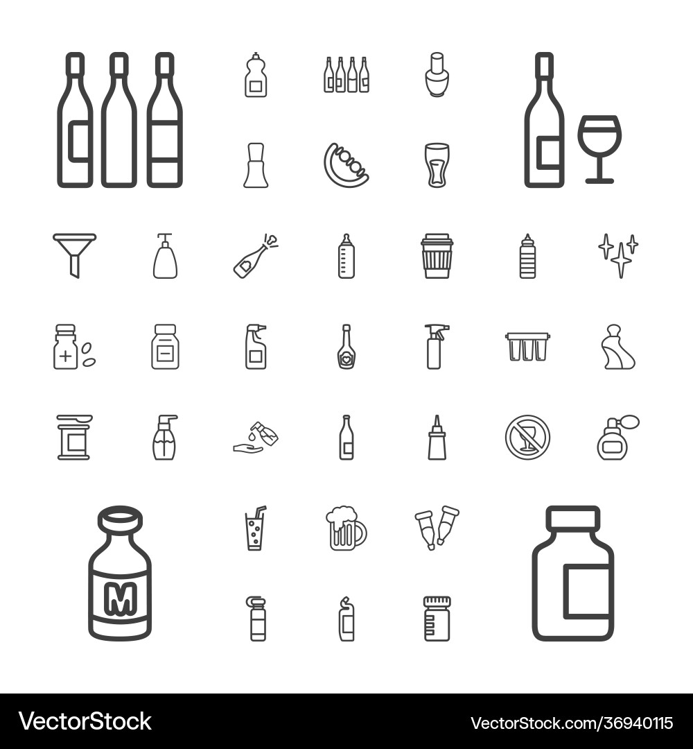 Bottle icons Royalty Free Vector Image - VectorStock