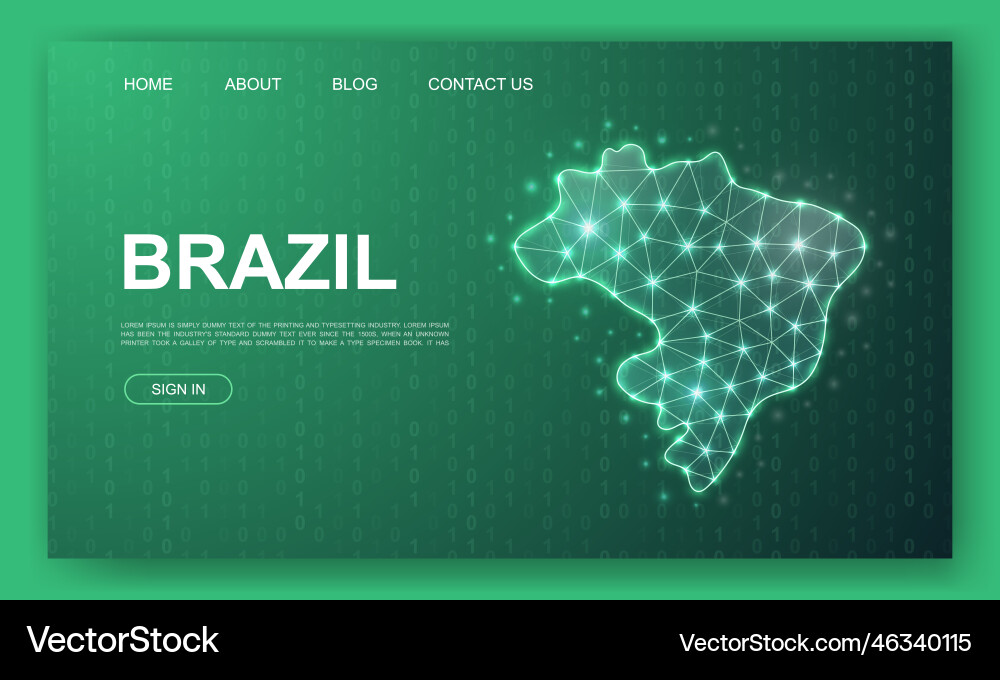 Brazil 3d polygonal website template map Vector Image