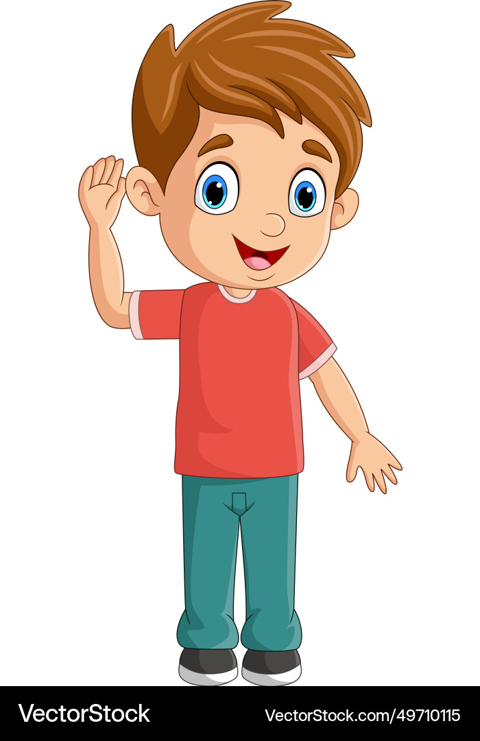 Cartoon kleiner Junge zuhören Geste Lizenzfreier Vektor